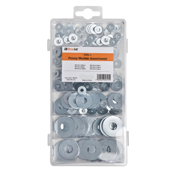 Large 240pc Penny Washer Assortment Pack – Durable Metal General-Use ...